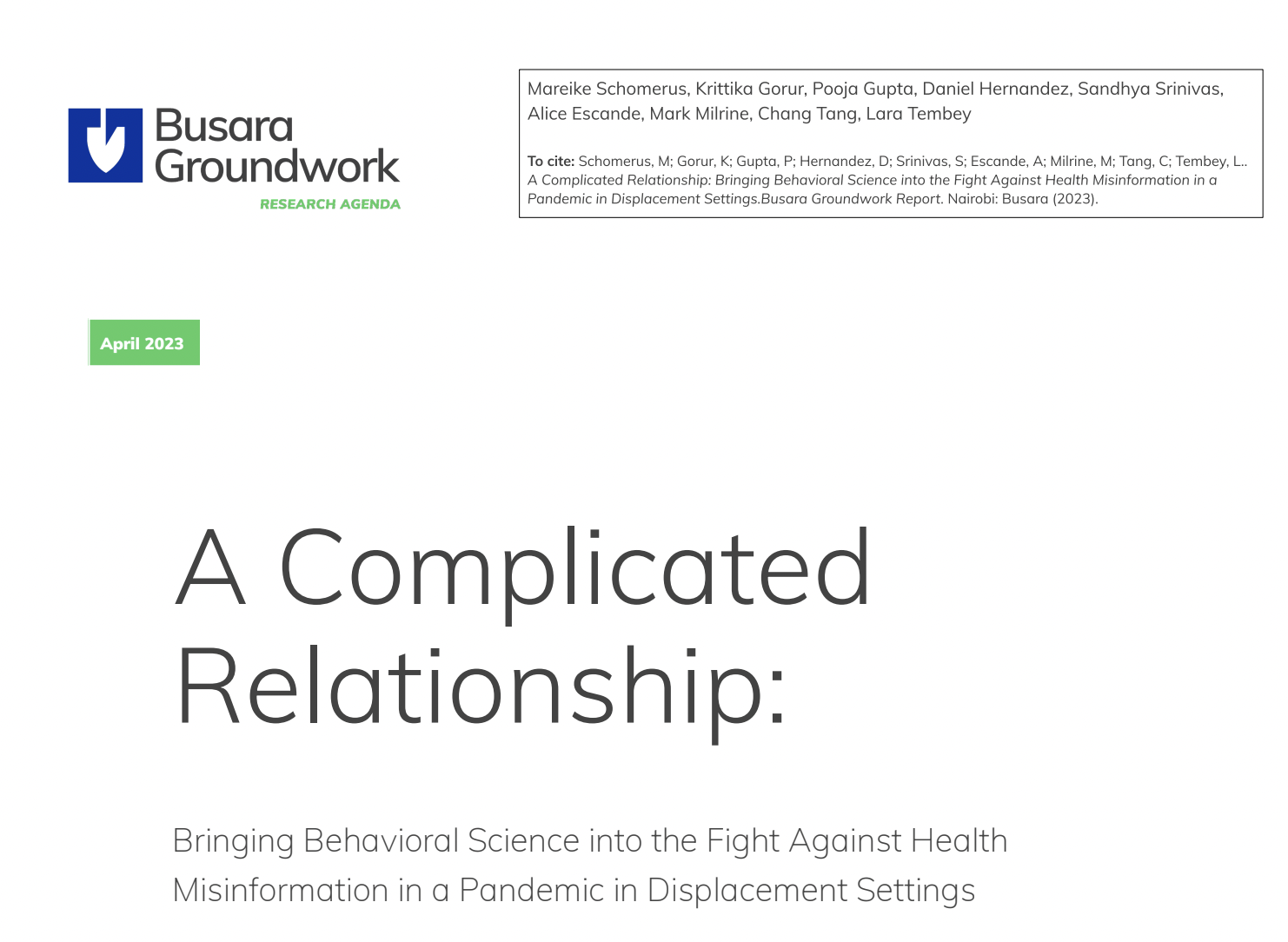 A complicated relationship - Busara